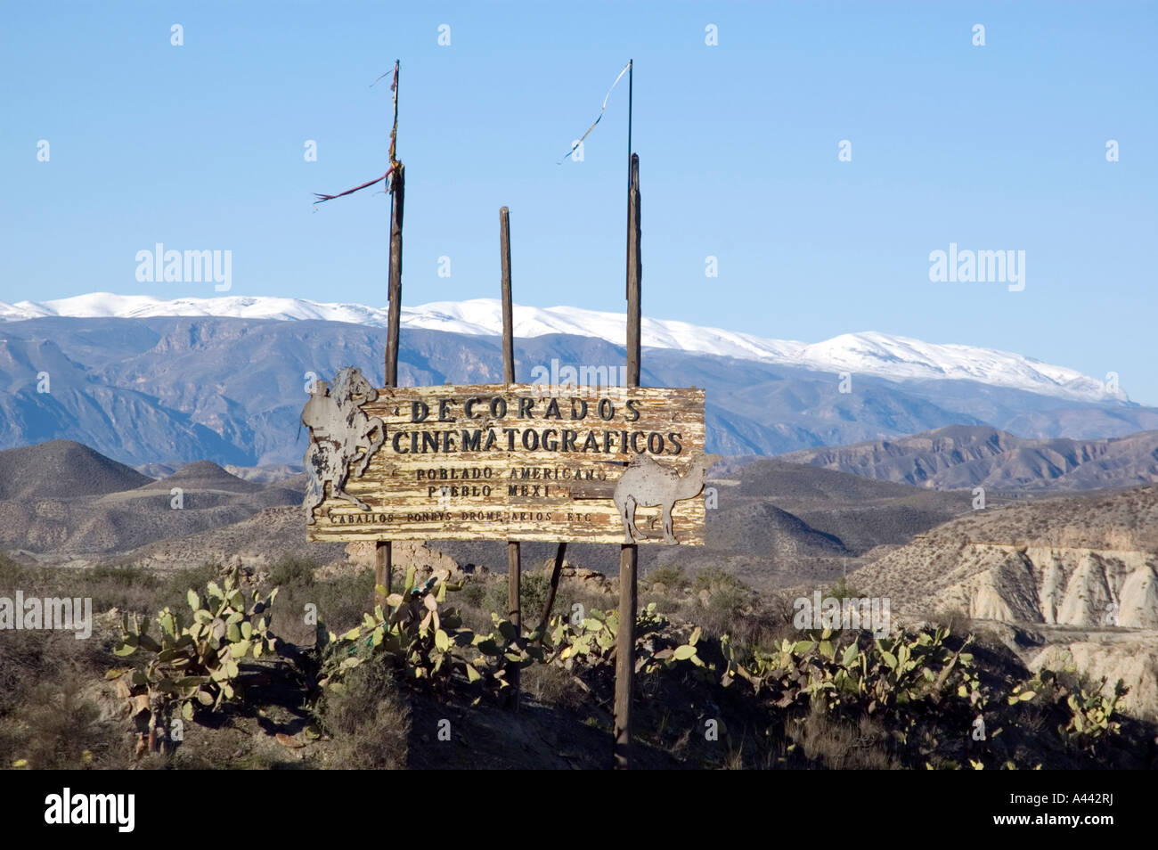 Film studio sign DECORADOS CINEMATOGRAFICOS in the southern Spanish ...