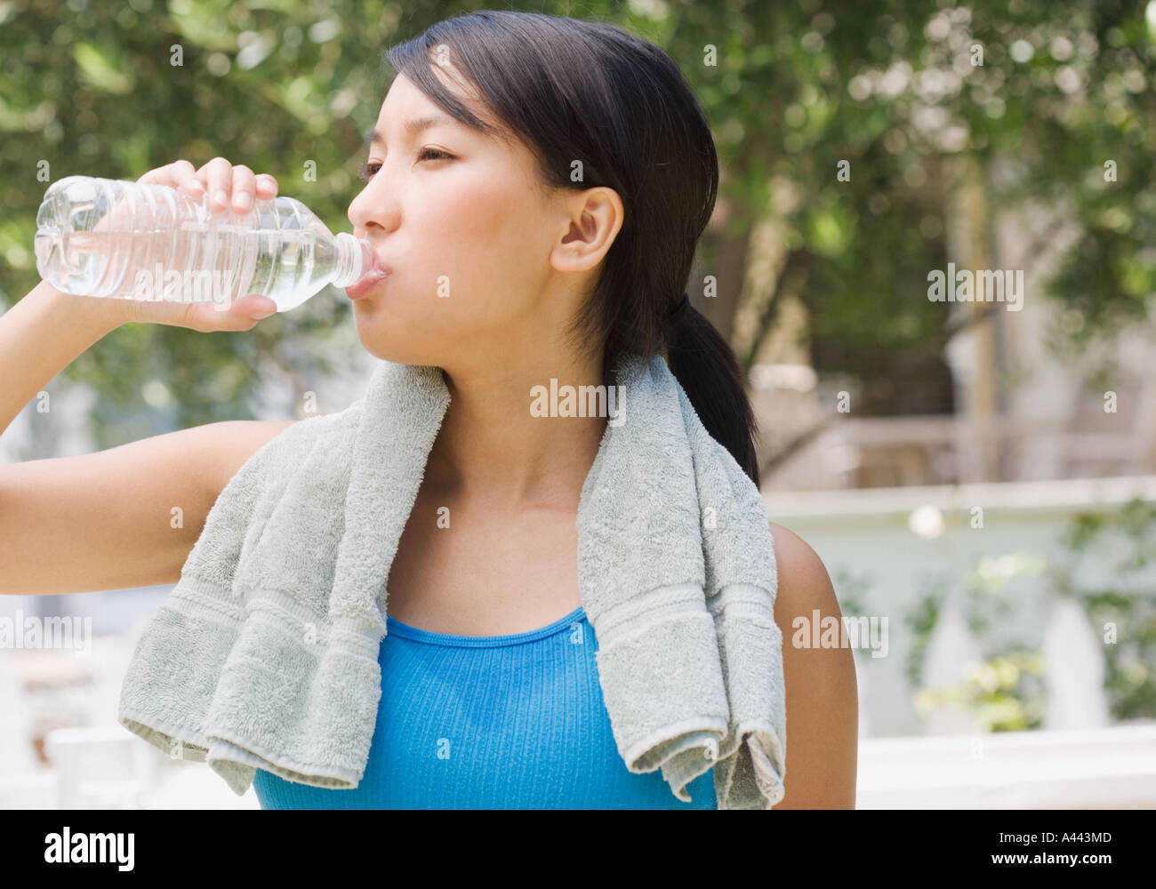 Woman drinking spring water hi-res stock photography and images - Alamy