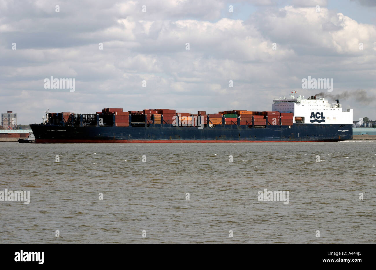 Container Ship, River Mersey, Liverpool Docks Stock Photo - Alamy