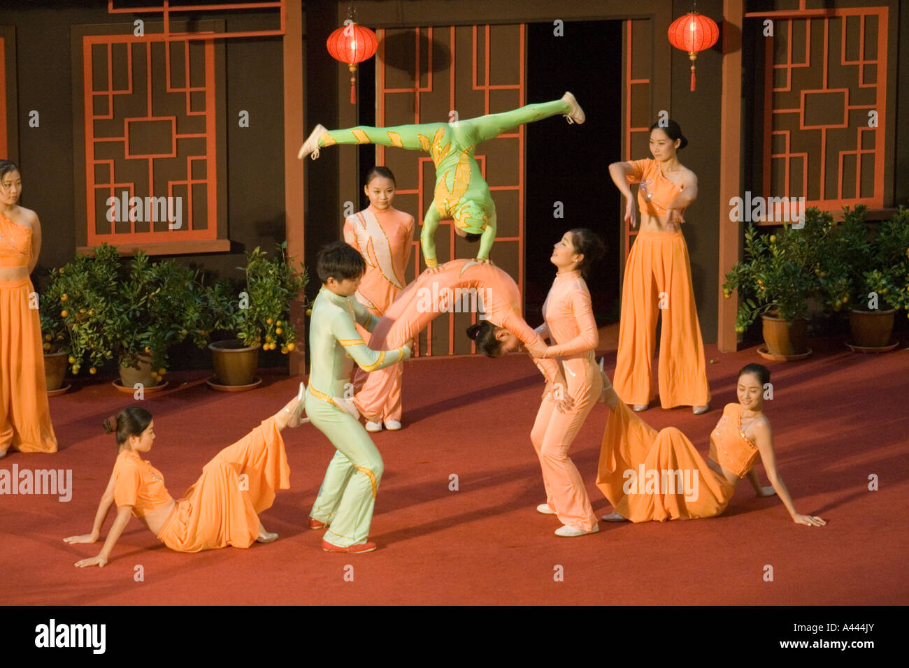Artists of the Shanghai Acrobatic Troupe performing at the 1 Utama ...