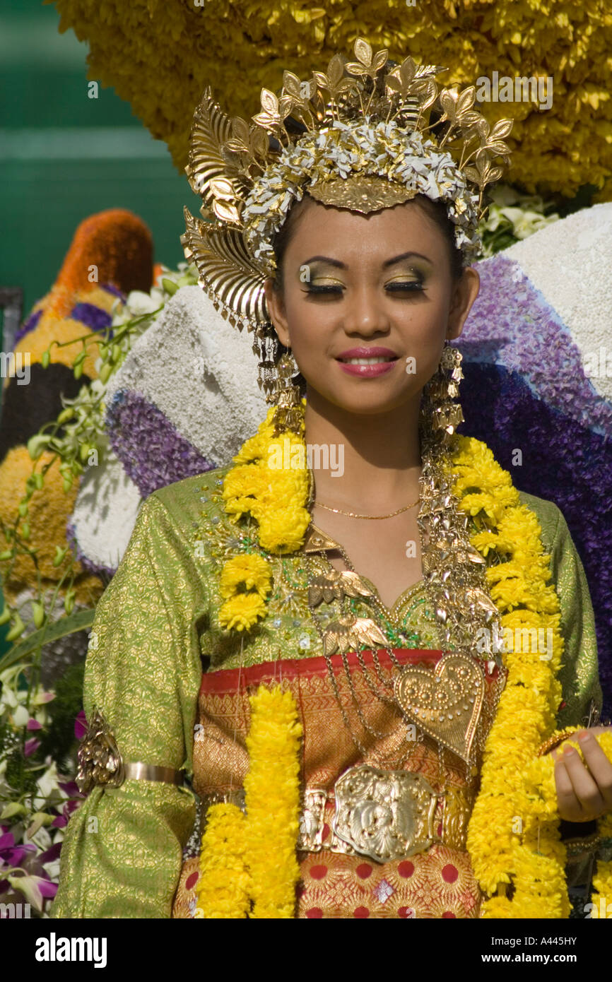 Beautiful girl in traditional costume at the Floral Parade on January ...