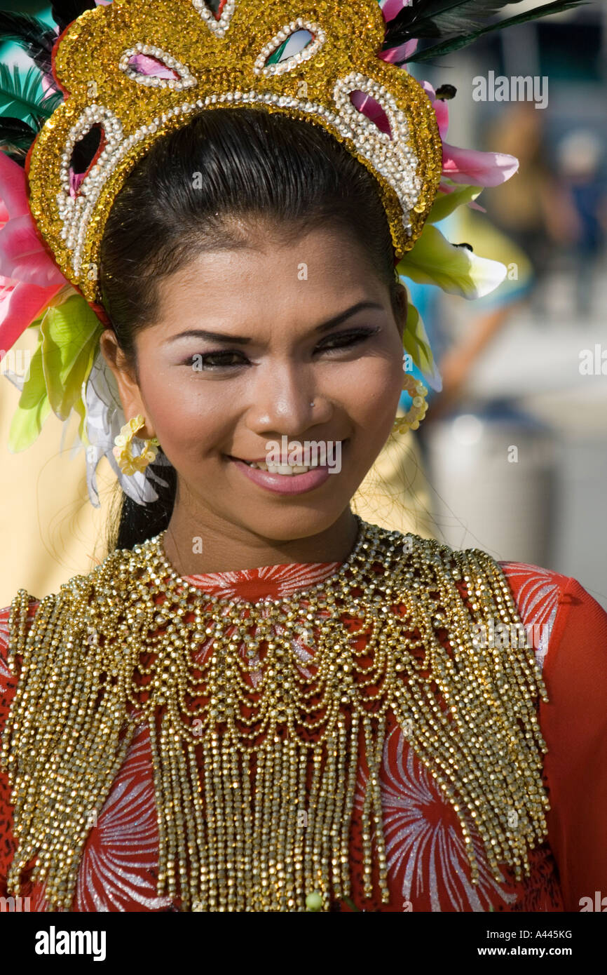 Beautiful girl in traditional costume at the Floral Parade on January ...