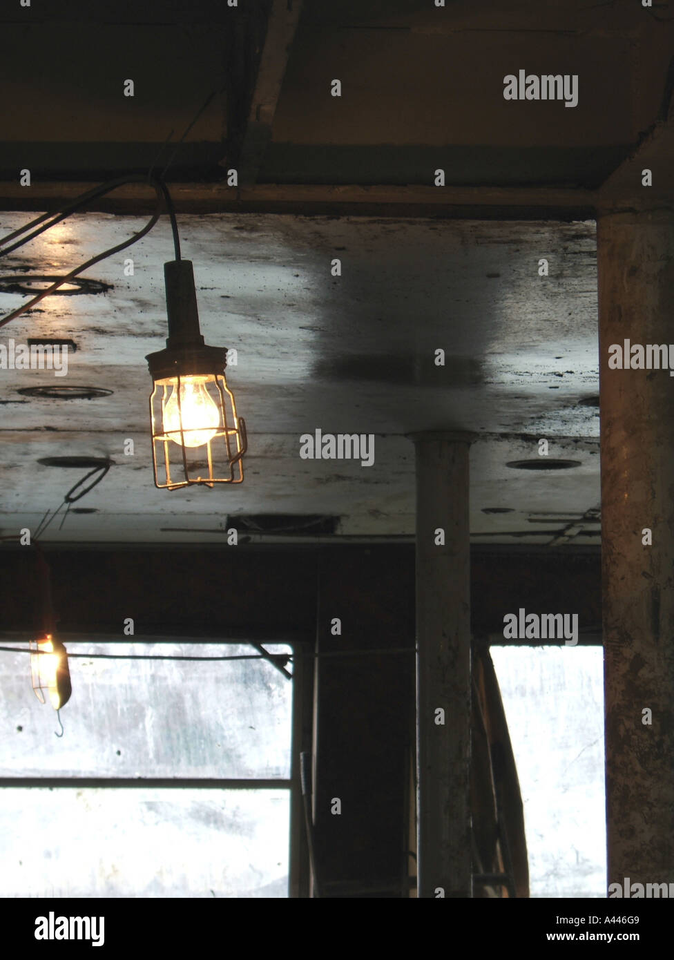 security light in old shed Stock Photo - Alamy