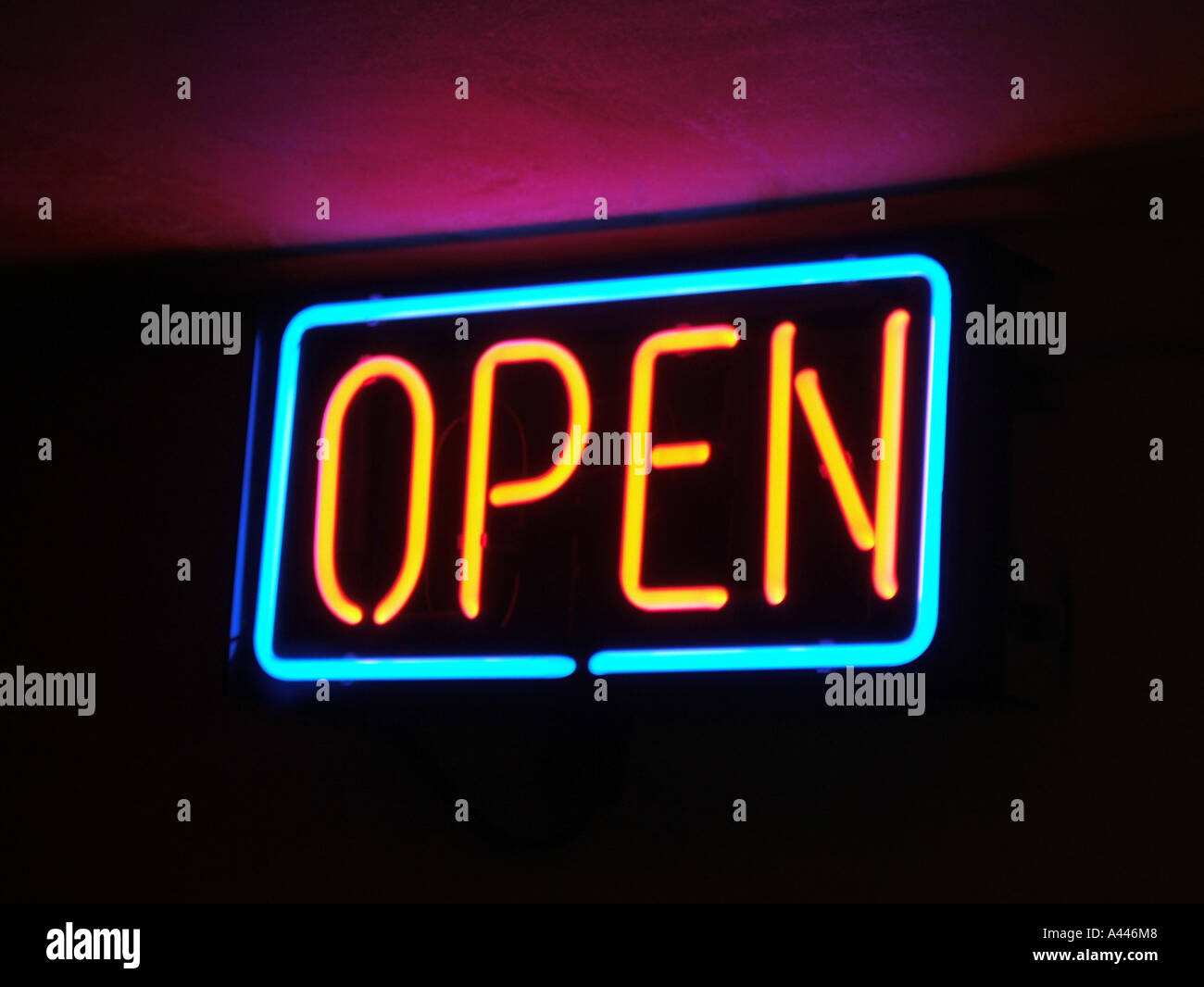 open neon sign Stock Photo - Alamy