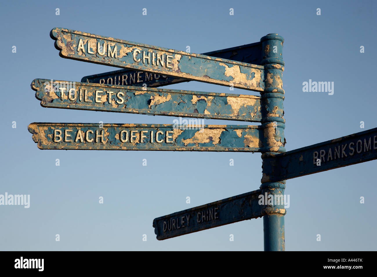 sign post on the beach at alum chine pointing towards bournemouth ...