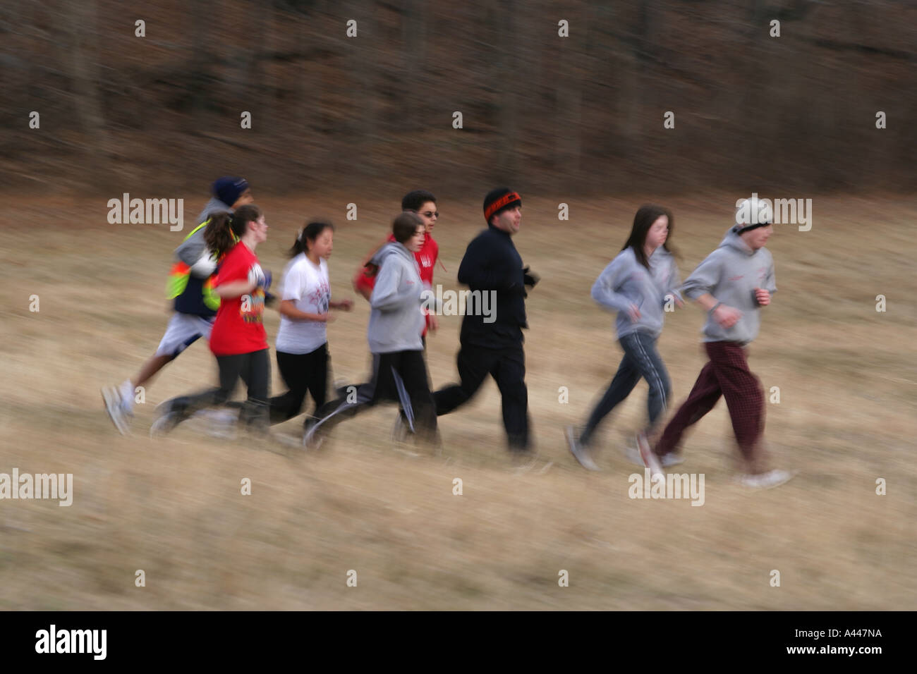 High School students training running Stock Photo - Alamy