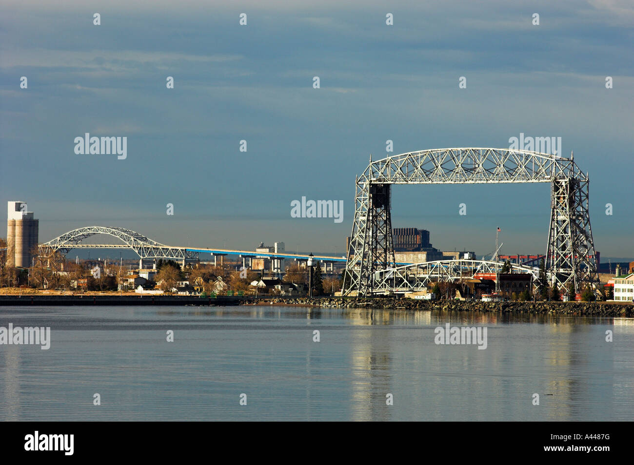 Aerial lift bridge and Bong bridge in Duluth, Minnesota, USA Stock ...