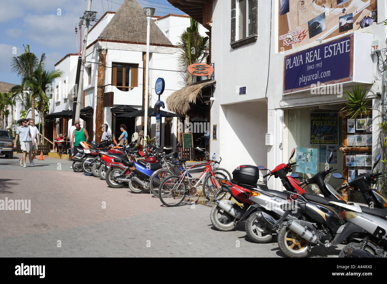 Mopeds and Shops Playa Del Carmen Mexico Stock Photo - Alamy