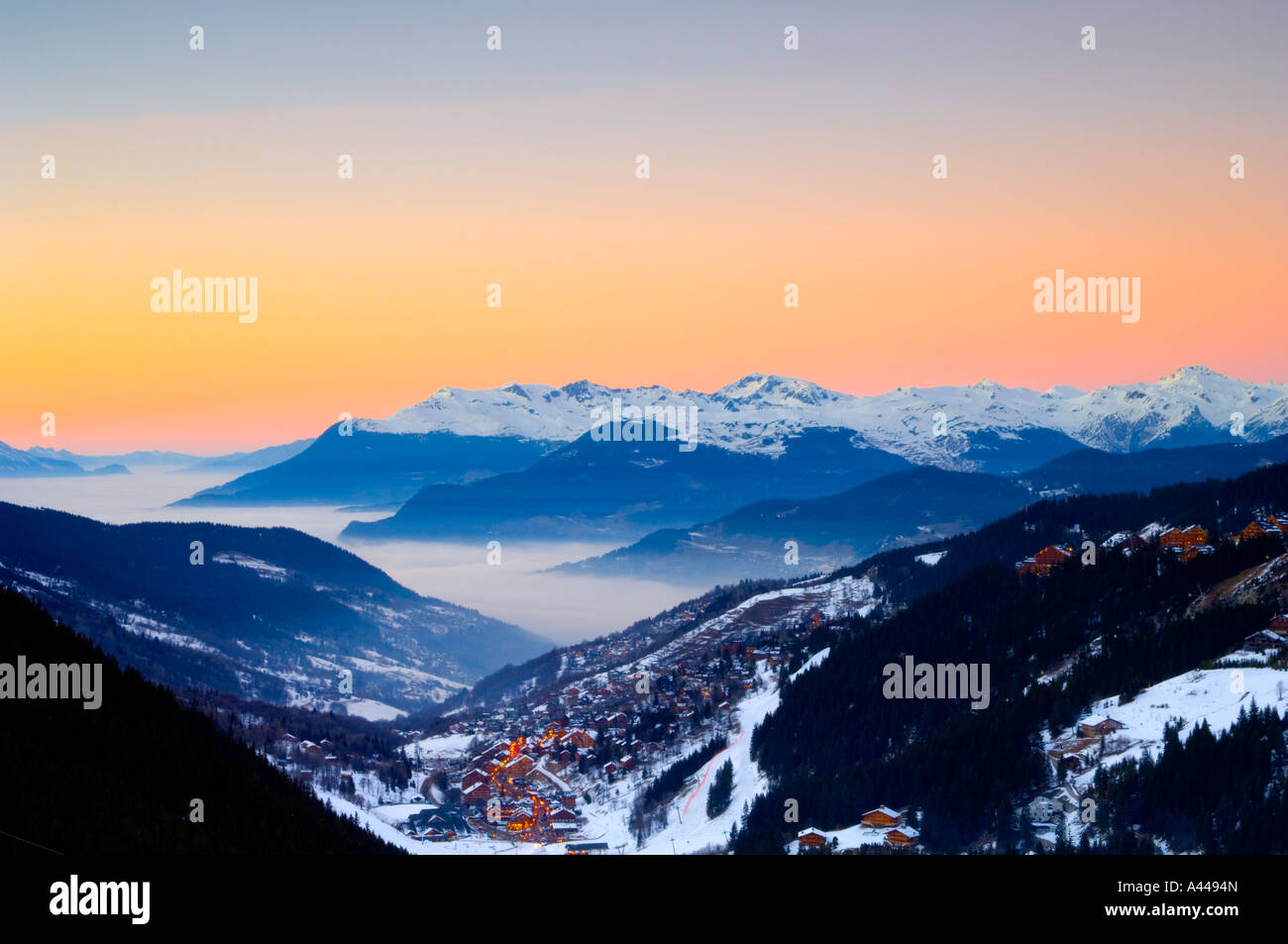 Meribel ski resort in the French Alps winter 2007 Stock Photo - Alamy