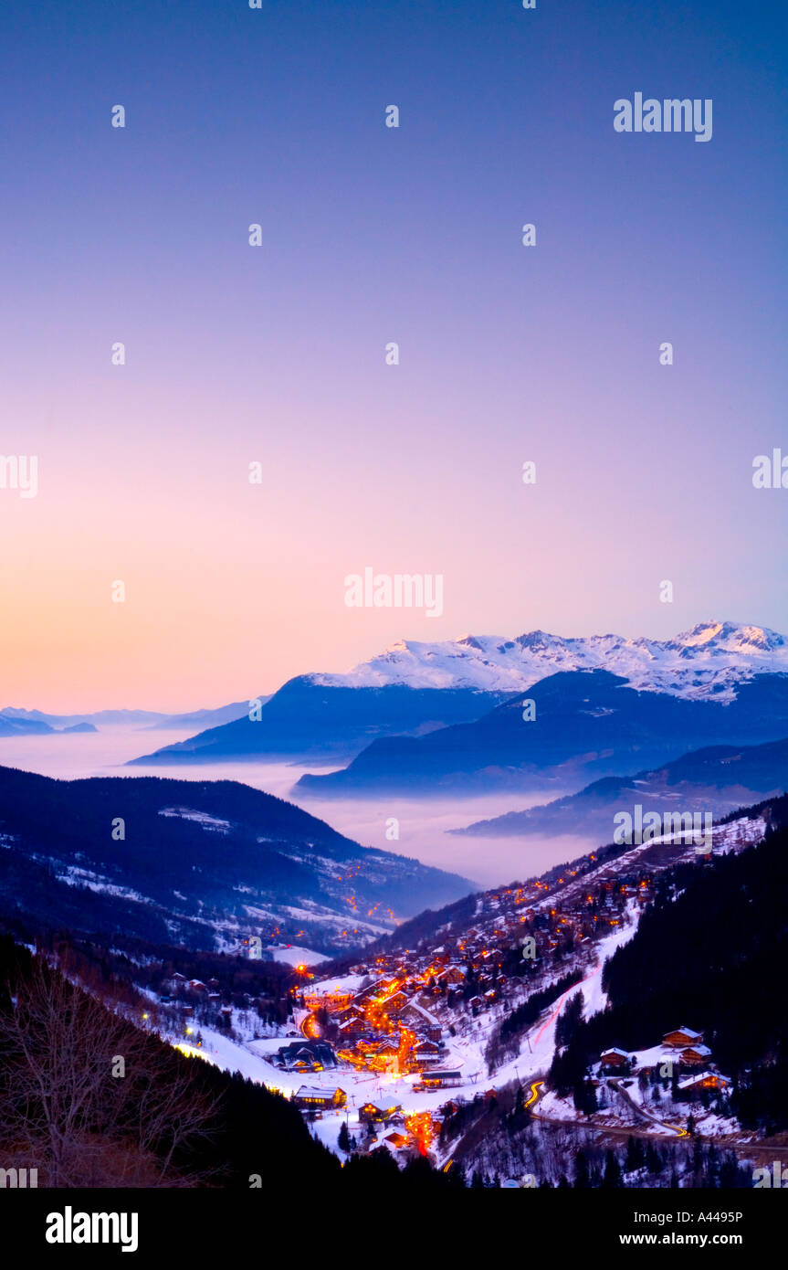 Meribel ski resort in the French Alps winter 2007 Stock Photo - Alamy