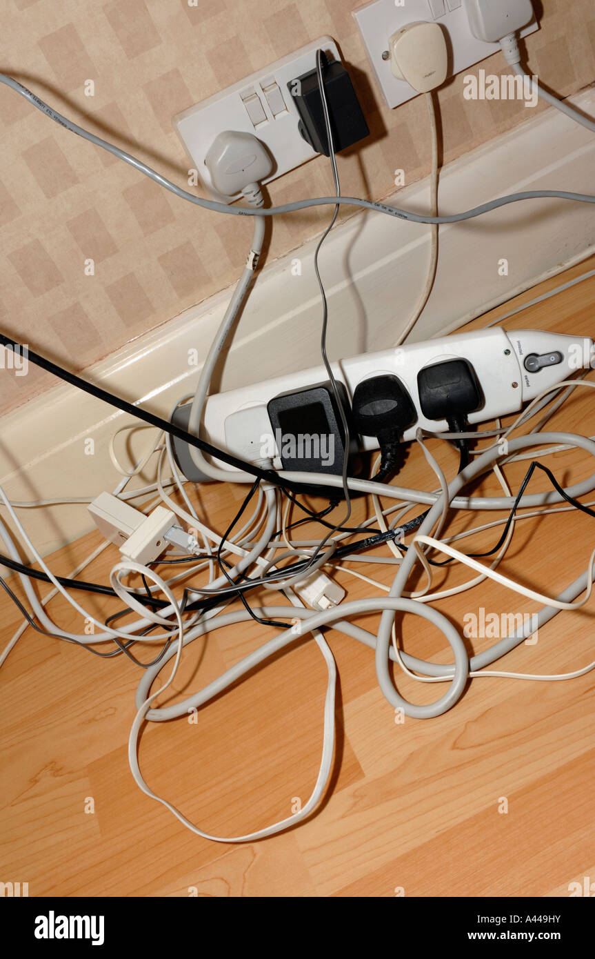 Tangled computer cables Stock Photo - Alamy