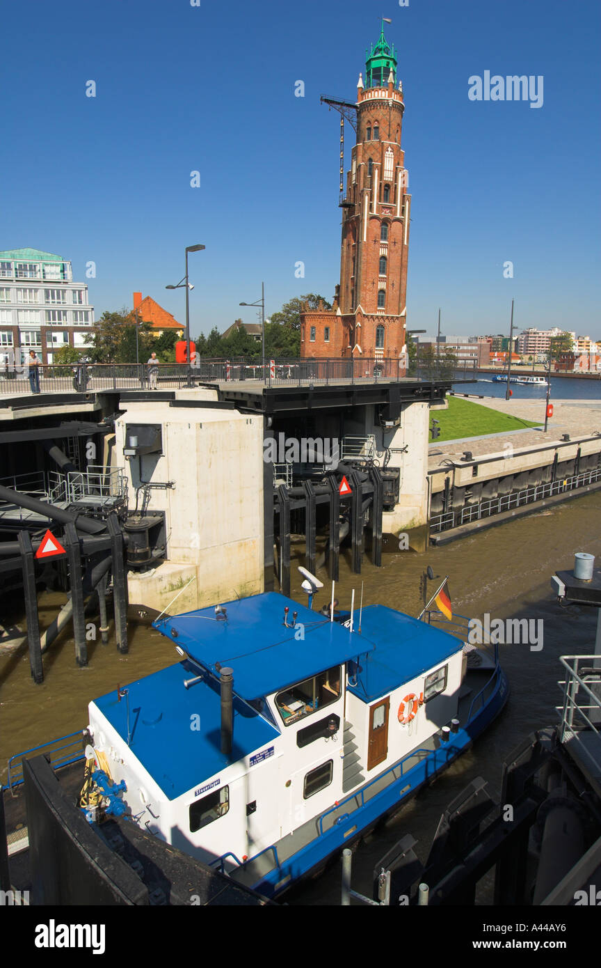 Germany Bremen Bremerhaven lighthouse and lock Stock Photo - Alamy