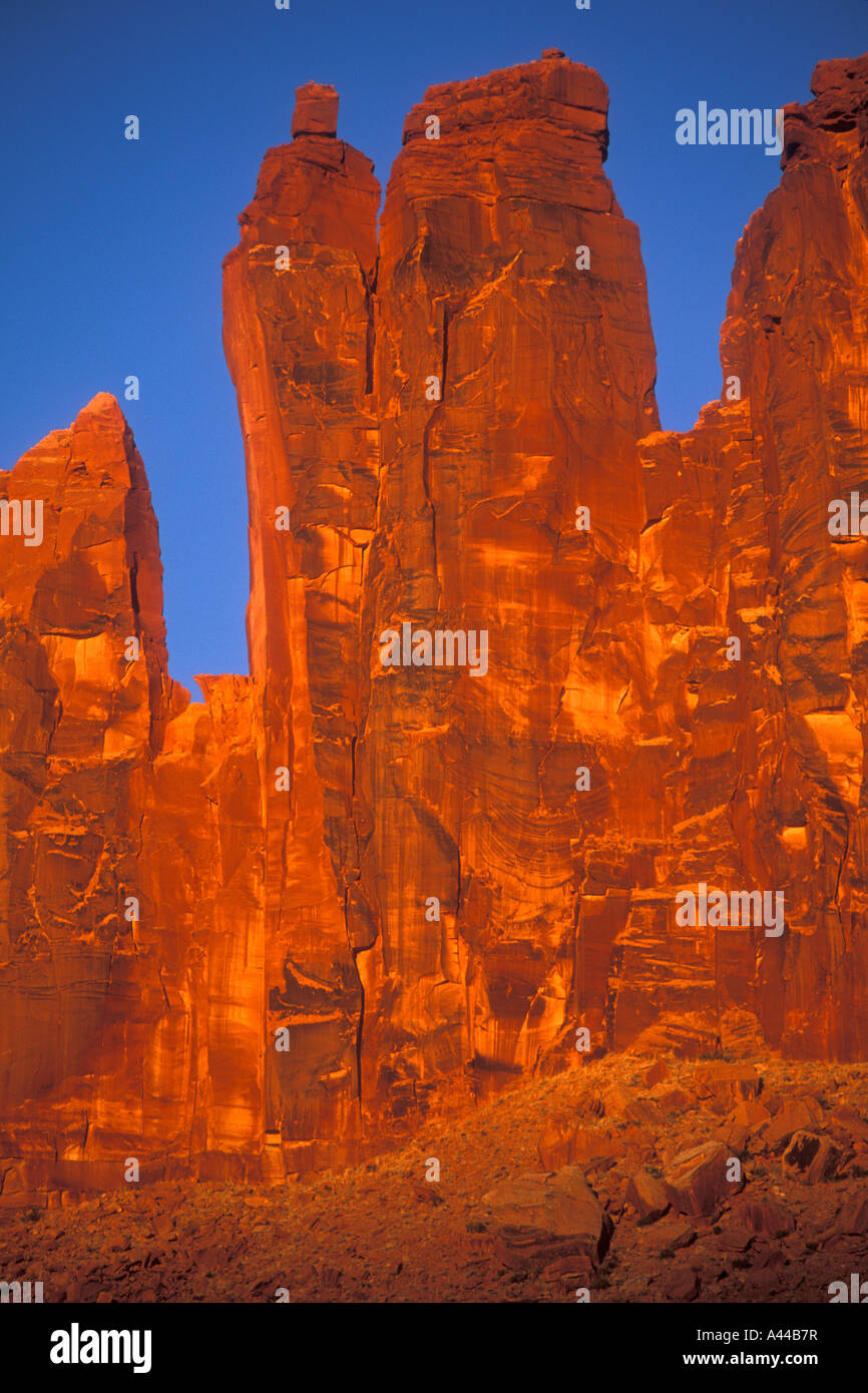 Bridger Jack Spires, Indian Creek, Canyon, Canyonlands, UT Stock Photo ...