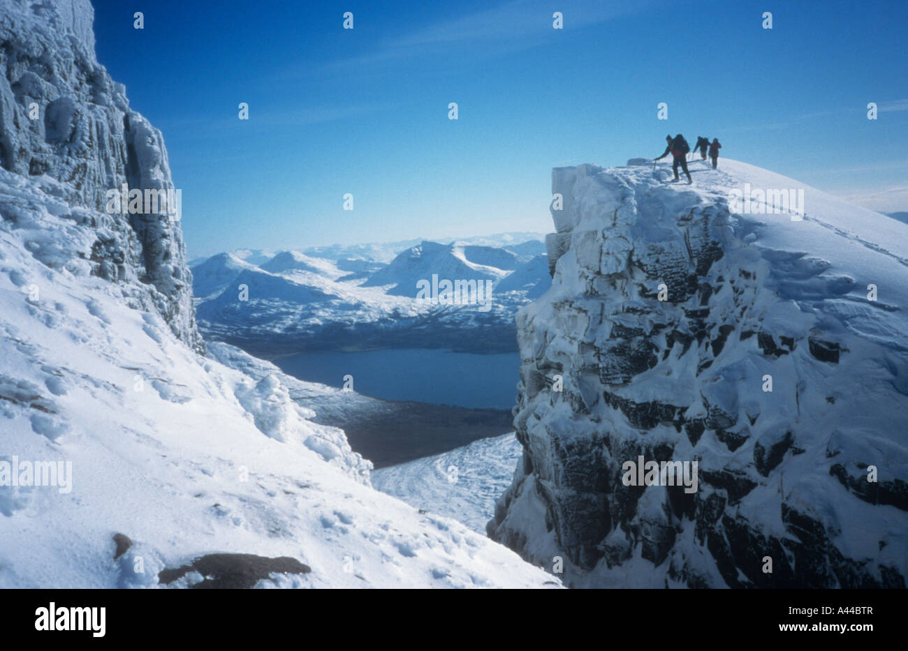 Ben Alligin, Torridon, North West Highlands of Scotland. Climbers atop ...