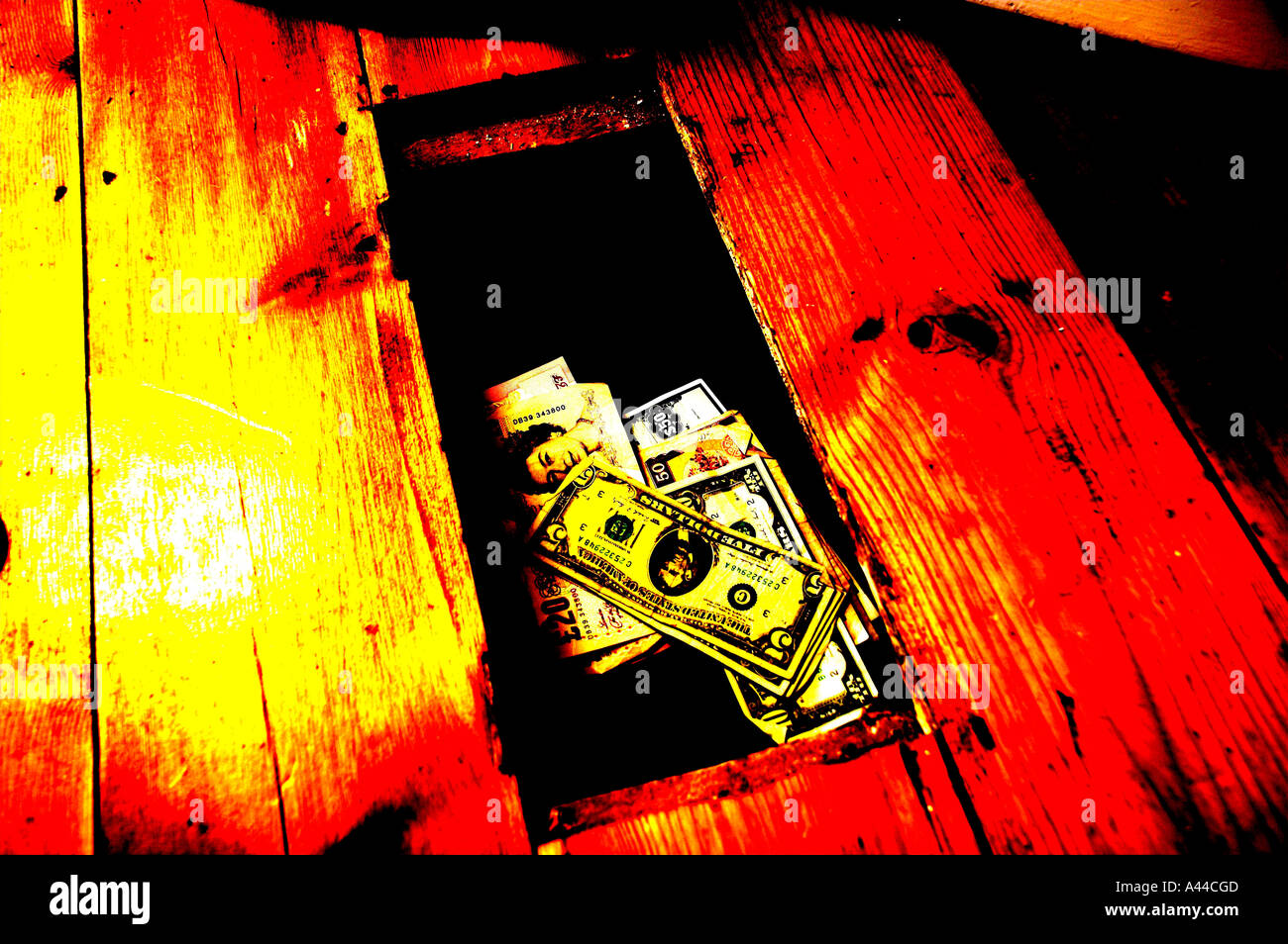 Hidden money under floorboards hi-res stock photography and images - Alamy