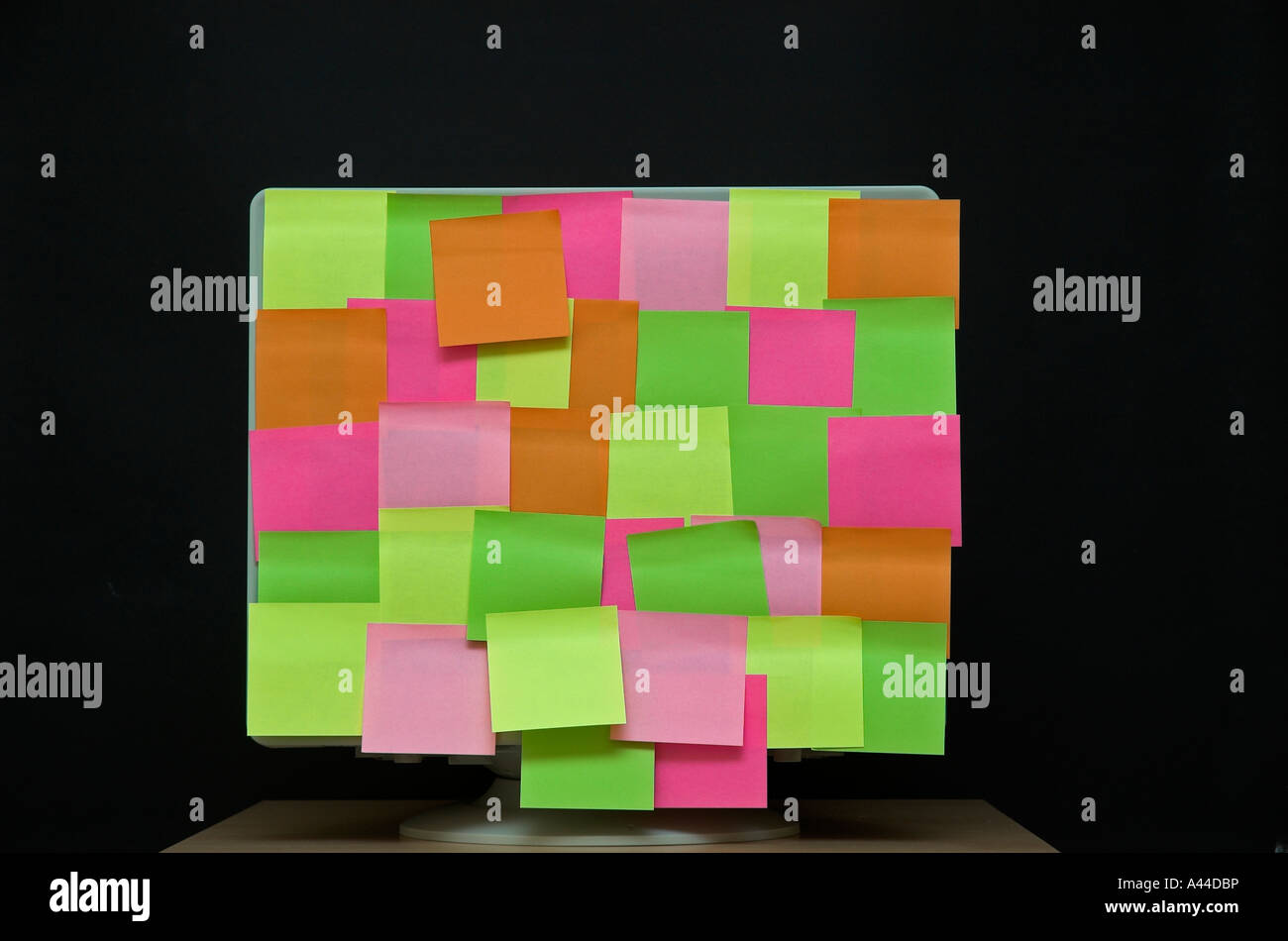 Adhesive Notes Covering Computer Screen Stock Photo - Alamy