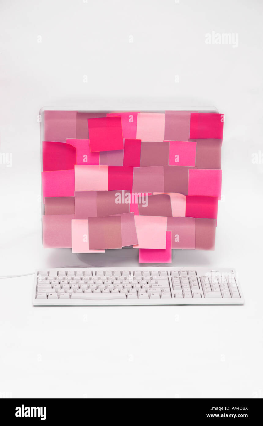 Multi coloured post it notes covering computer screen Stock Photo - Alamy