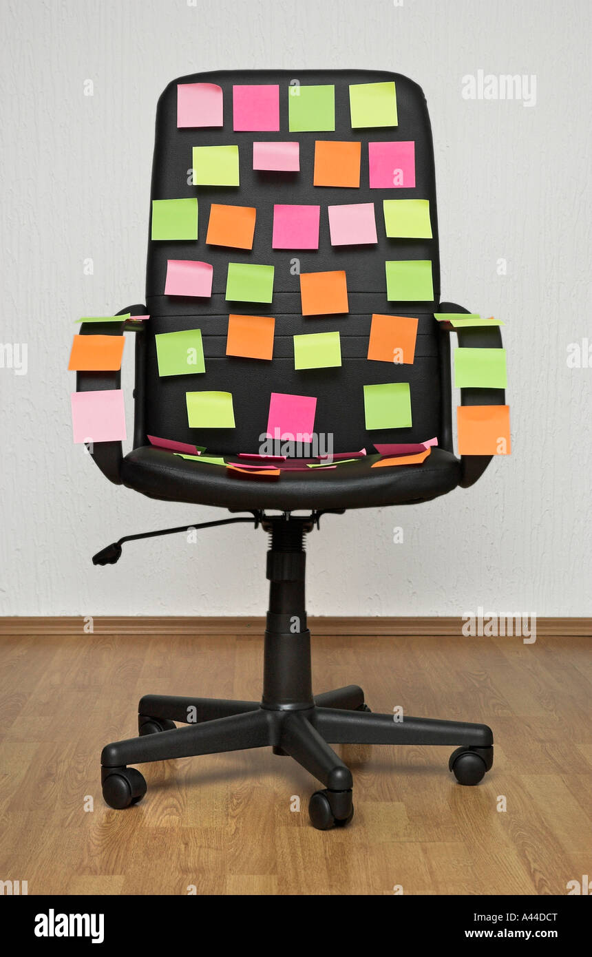 Office chair covered with sticky notes Stock Photo - Alamy