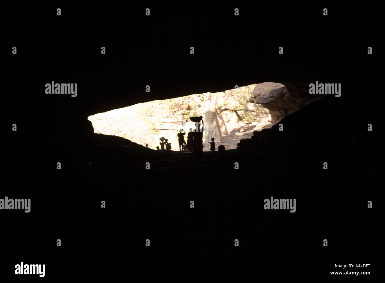 Cave in Sanga village that leads onto the escarpment edge, Dogon ...