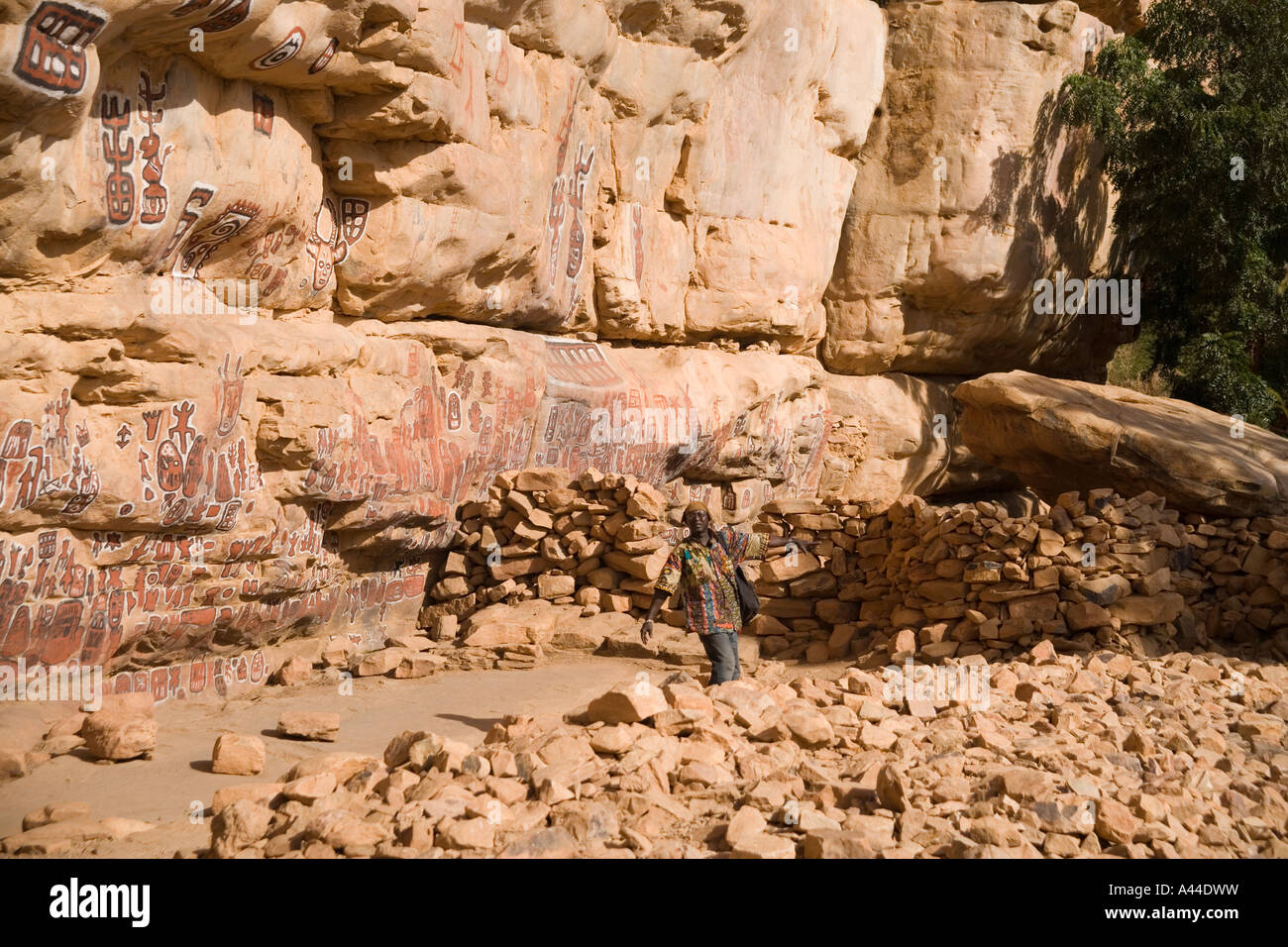 Rock paintings above Songo village in the spot where circumcision rites ...