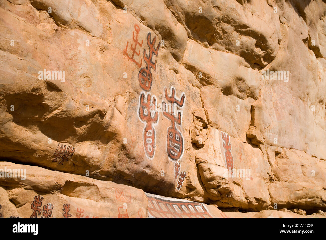 Rock paintings above Songo village in the spot where circumcision rites ...
