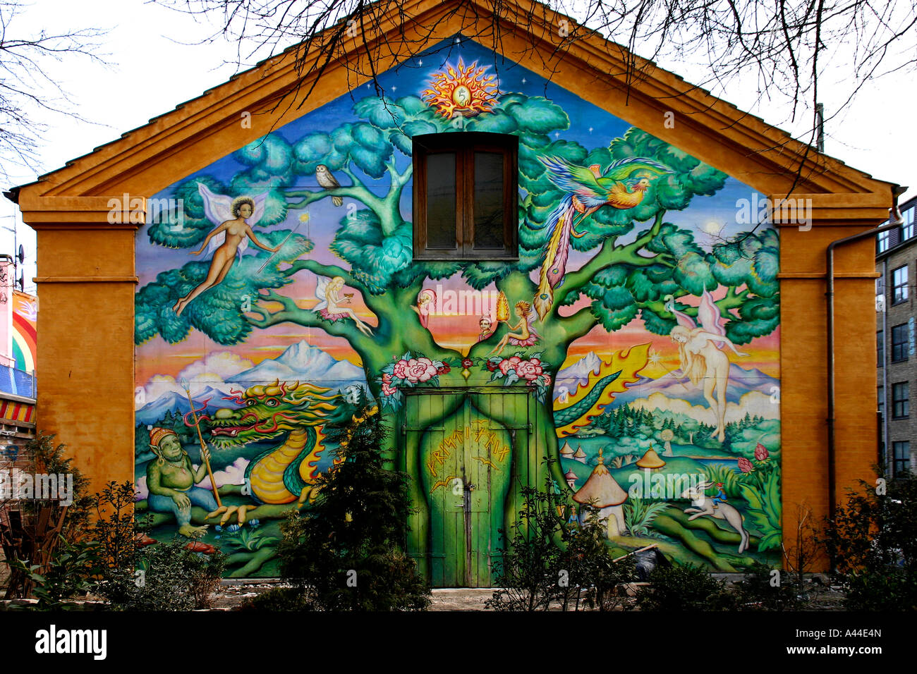 A wall mural in Cristiania. The hippie area of Copenhagen Denmark Stock ...