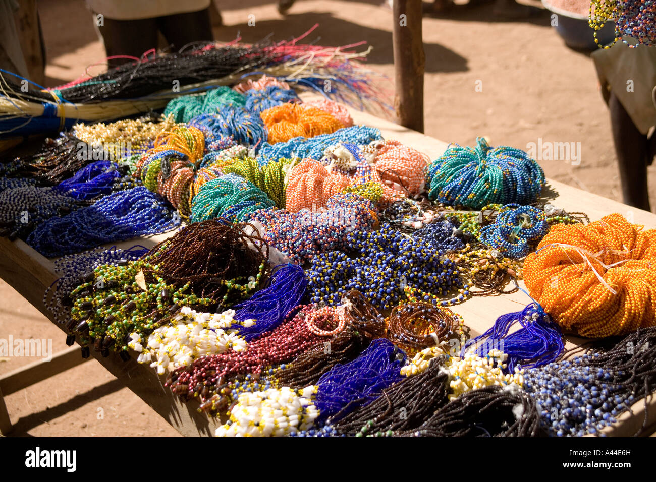 Bead stall at the Monday market in Djenne, Mali, West Africa Stock ...