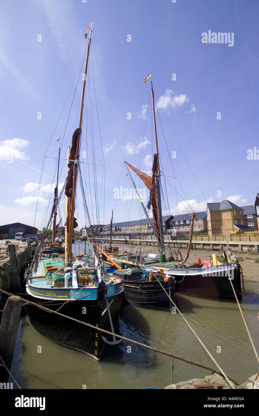 Thames Barges in the creek at Faversham Kent Stock Photo - Alamy
