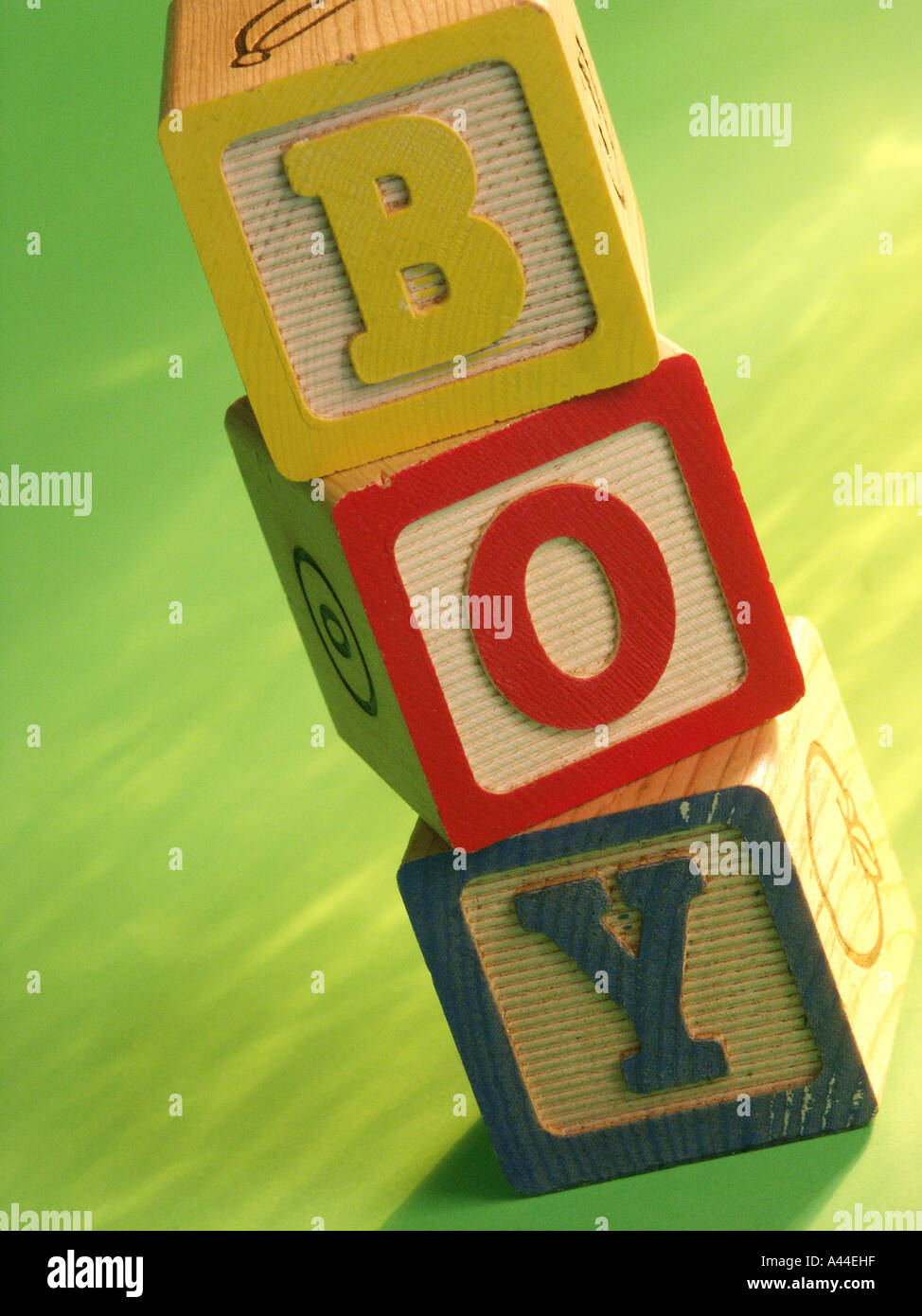 Child's blocks stacked BOY Stock Photo - Alamy