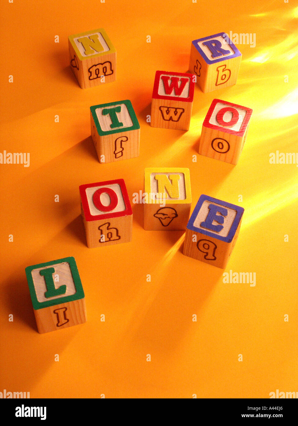 Childs wooden play building blocks hi-res stock photography and images ...