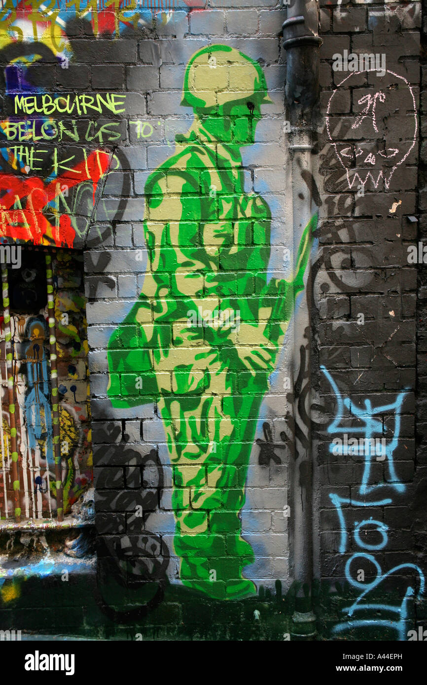 Soldier stencil on wall in Melbourne, Australia Stock Photo - Alamy