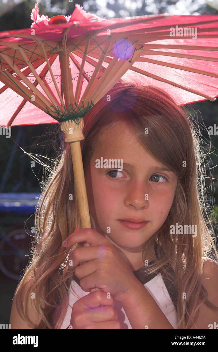 young girl with chinese parasol Stock Photo - Alamy
