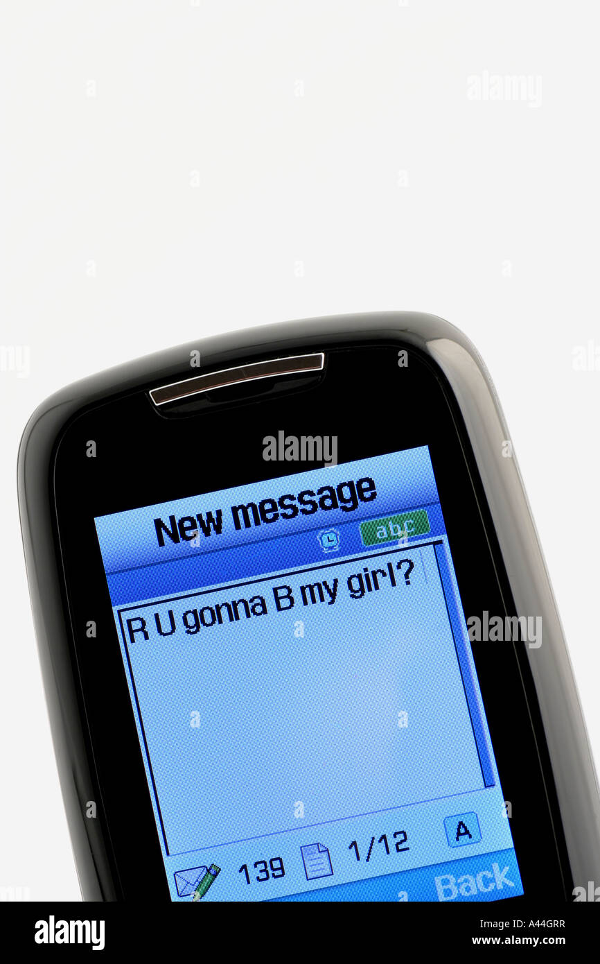 Mobile phone with text message -"R U gonna be my girl Stock Photo - Alamy
