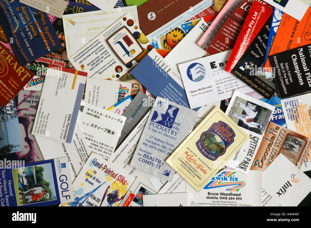 Pile of different business cards hi-res stock photography and images ...