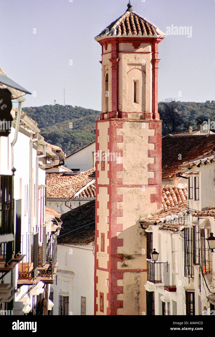 Clock Tower and Village Grazalema Cadiz Andalusia Spain Stock Photo - Alamy