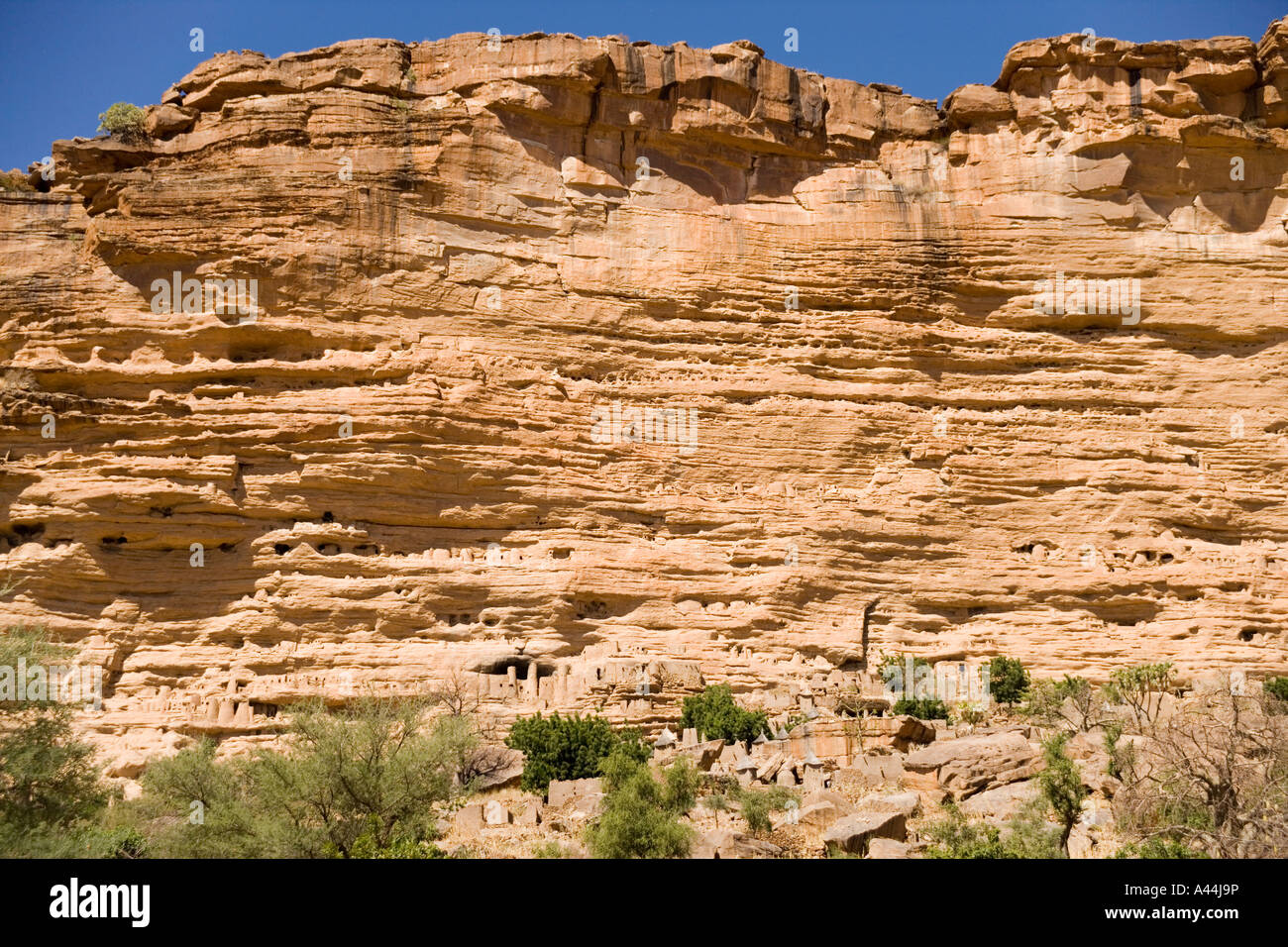 The escarpment and the Tellem houses and caves near Amani village ...