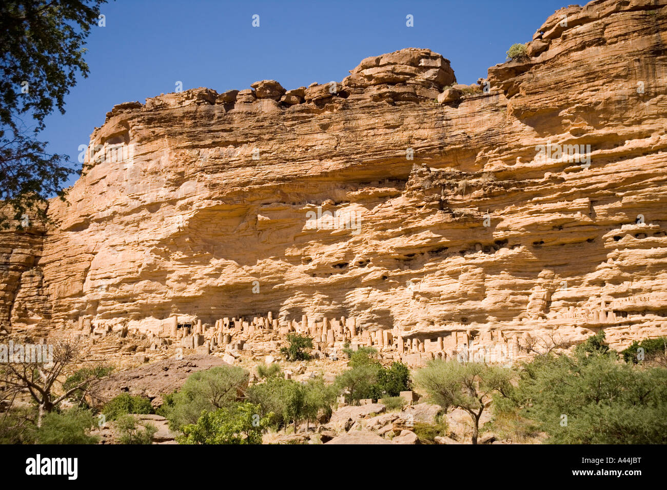 The escarpment and the Tellem houses and caves near Amani village ...