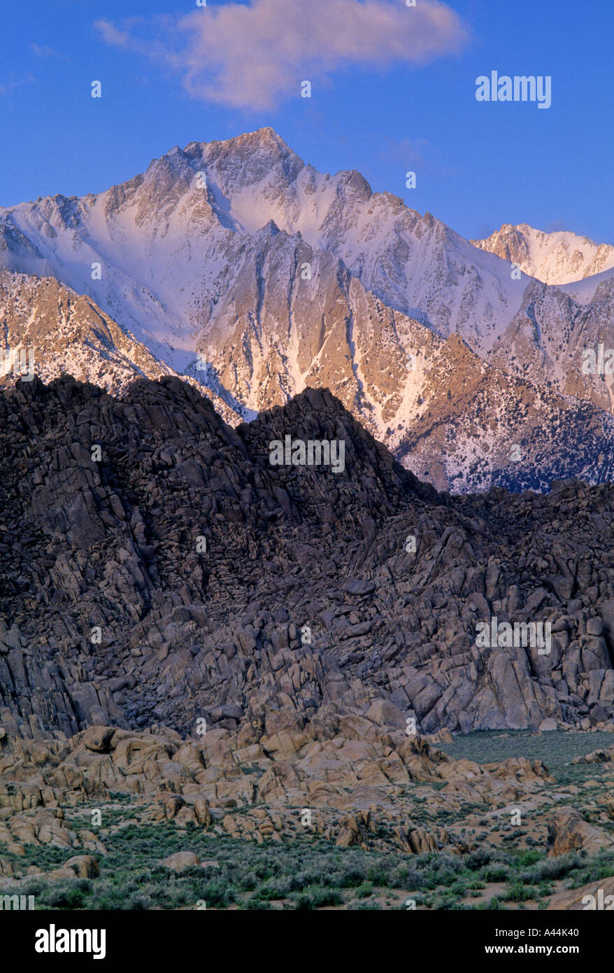 The peaks of the Sierra Nevada tower over the Owens Valley California ...