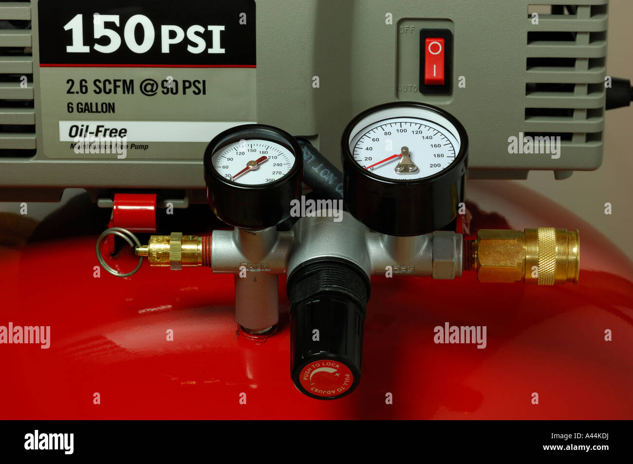 Compressor gauges, connections and safety release valve Stock Photo - Alamy