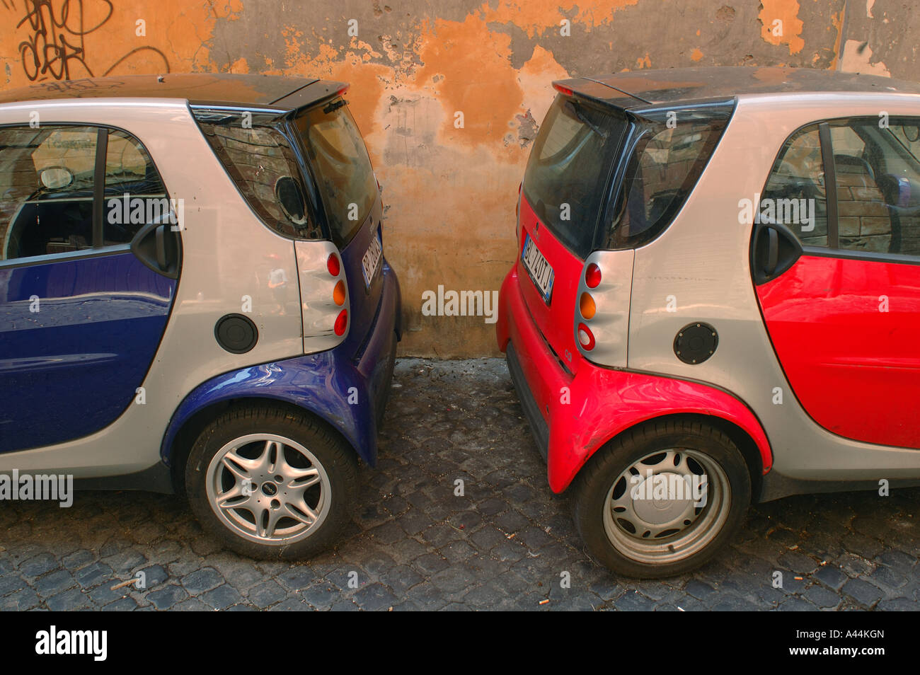 Smart cars parked, Rome - Italy Stock Photo - Alamy
