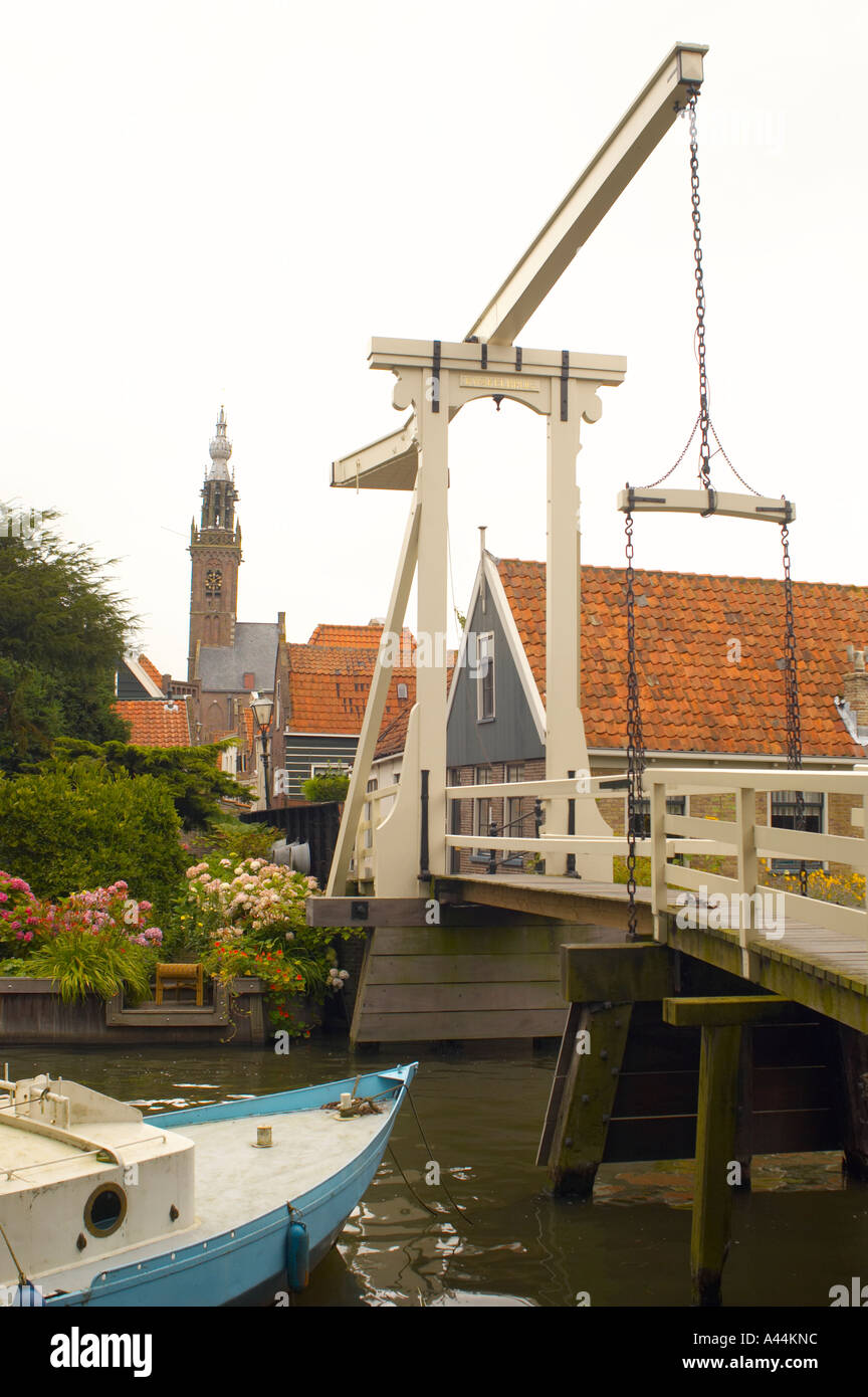Canal swing bridge in traditional Dutch Village Holland Stock Photo - Alamy