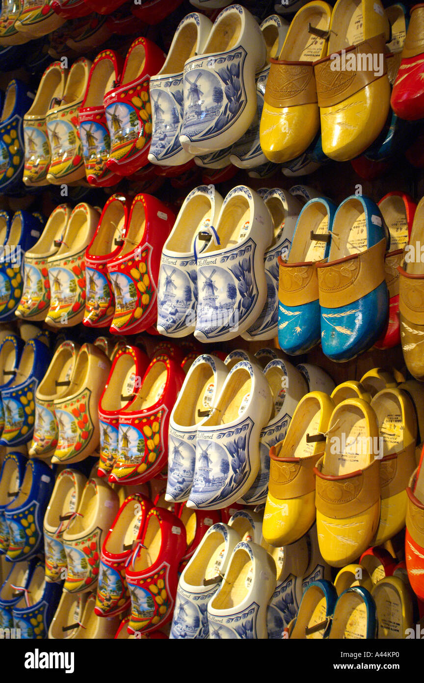 Traditional Clogs on display in souvenir shop, in Alkmaar. The ...