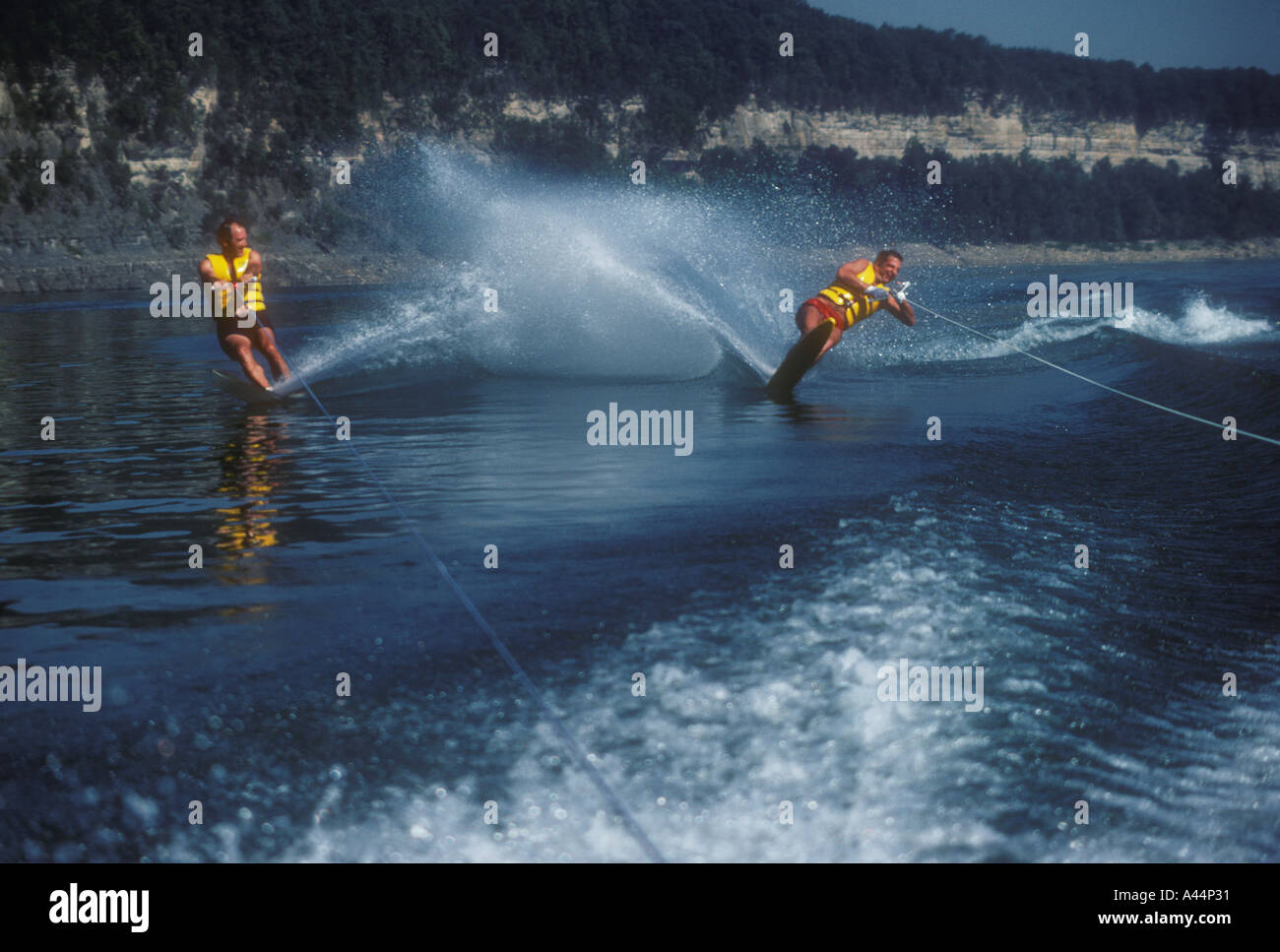 Two Men Water Skiing Stock Photo - Alamy