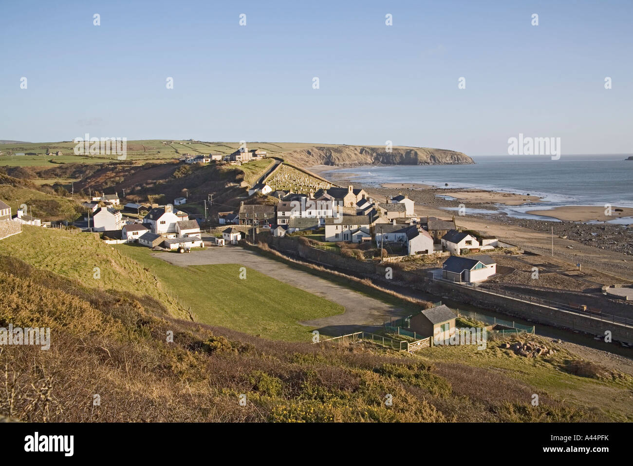 ABERDARON GWYNEDD NORTH WALES UK January Looking down on this small and ...