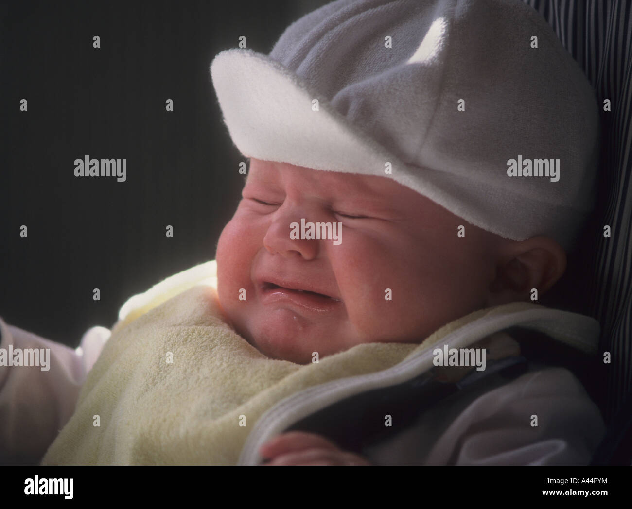 Baby Boy Crying Because He Is Hungry & Wants His Bottle Of Milk Stock ...