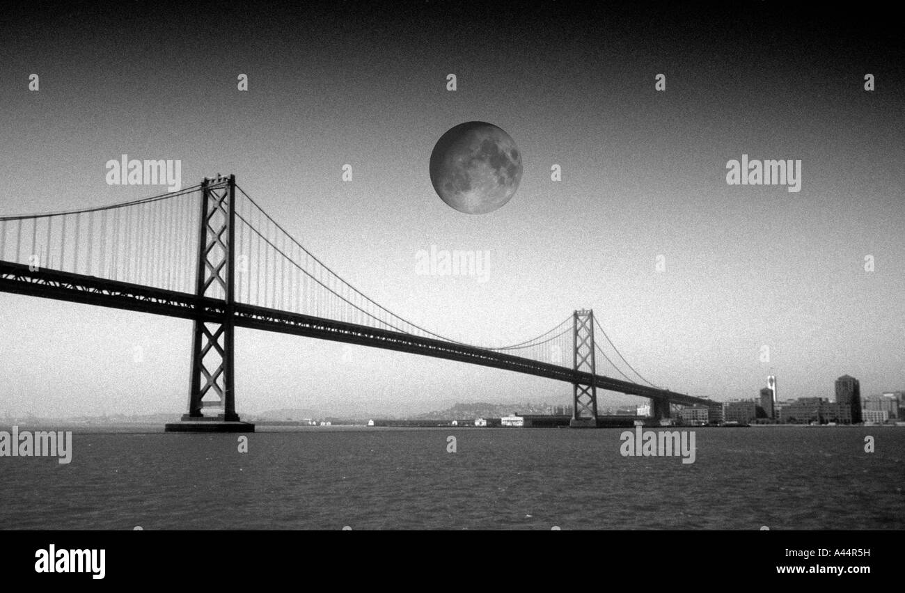 Moonrise Over Bay Bridge,Leading In & Out Of San Francisco,In ...