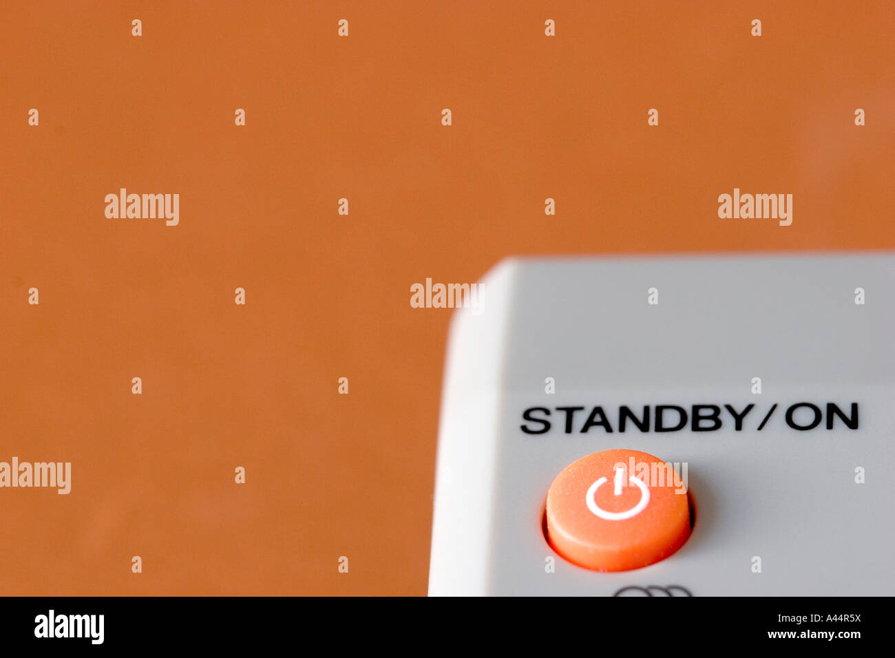 Closeup of power switch on a TV DVD stereo audio or home entertainment ...