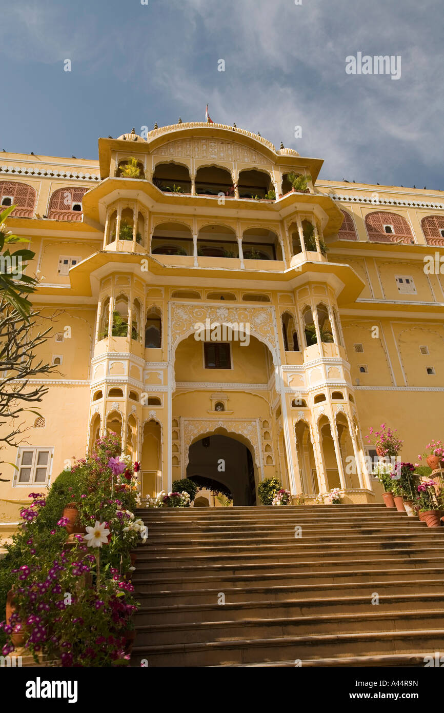 India Rajasthan Samode palace near Jaipur entrance steps from the ...