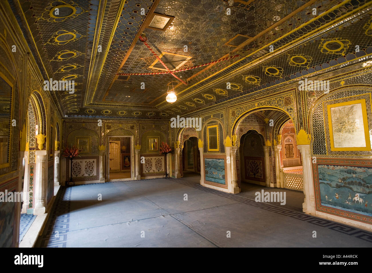 India Rajasthan Samode palace near Jaipur Durbar Hall mirrored shisha ...