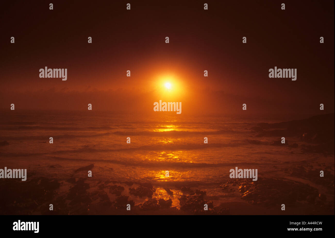 Sunset Over The Atlantic Ocean,Taken In Newquay Cornwall UK Stock Photo ...